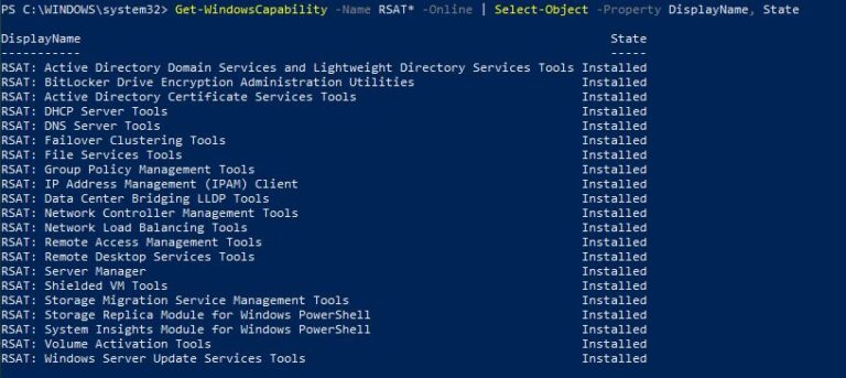 Install all RSAT tools via PowerShell - amanifavas